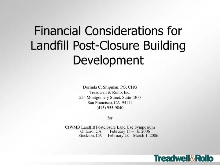PPT - Financial Considerations for Landfill Post-Closure Building ...