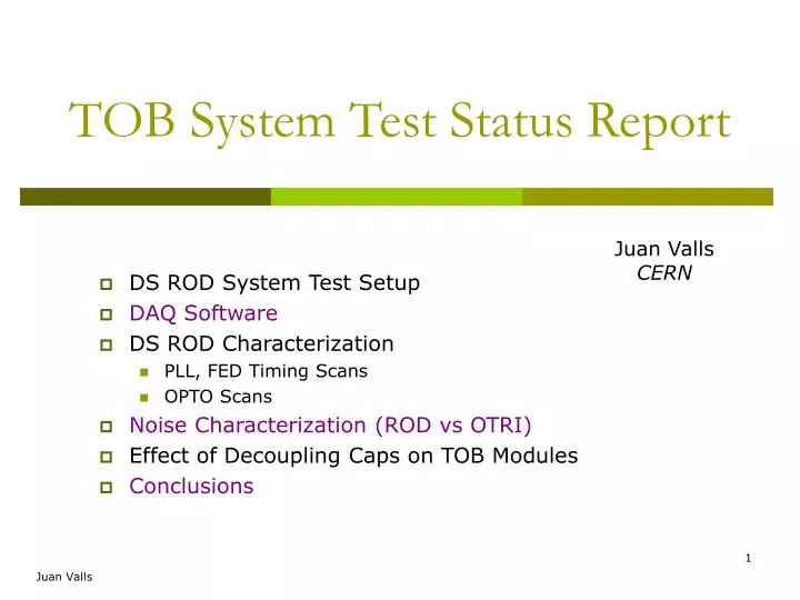 PPT - TOB System Test Status Report PowerPoint Presentation, free ...