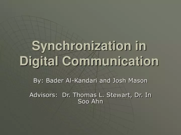 PPT - Synchronization in Digital Communication PowerPoint Presentation ...