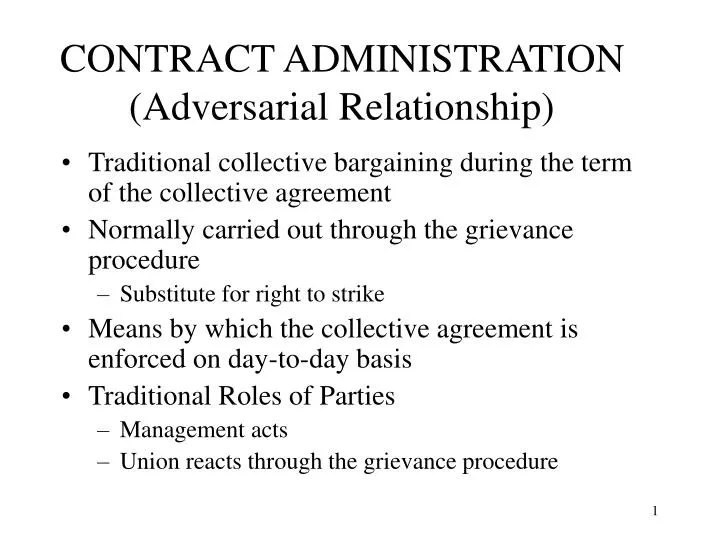 PPT - CONTRACT ADMINISTRATION (Adversarial Relationship) PowerPoint ...