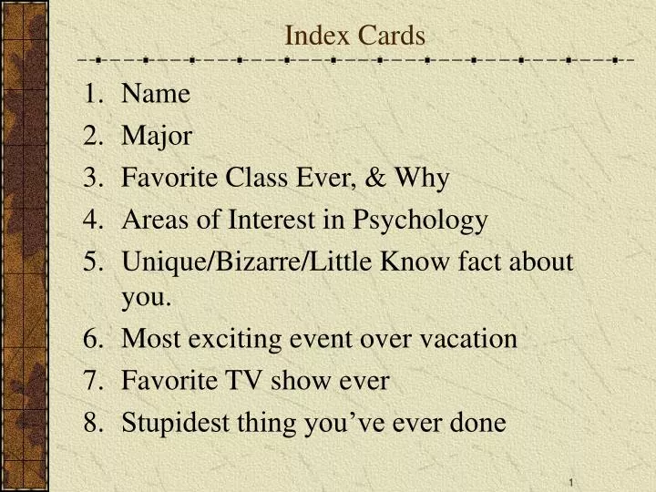 PPT - Index Cards PowerPoint Presentation, free download - ID:1115397