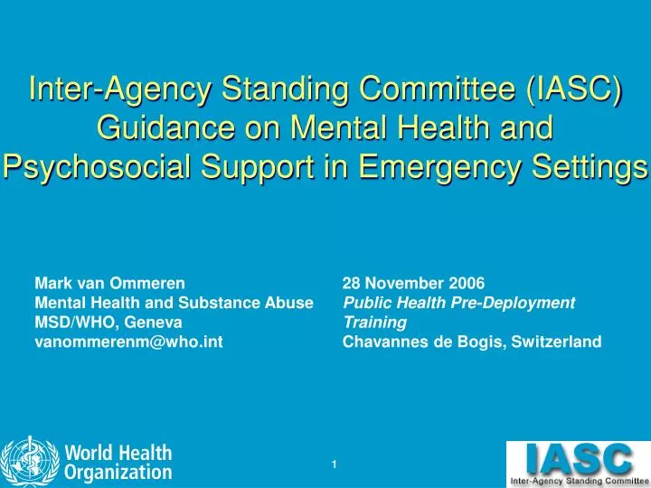PPT - Inter-Agency Standing Committee (IASC) Guidance on Mental Health ...