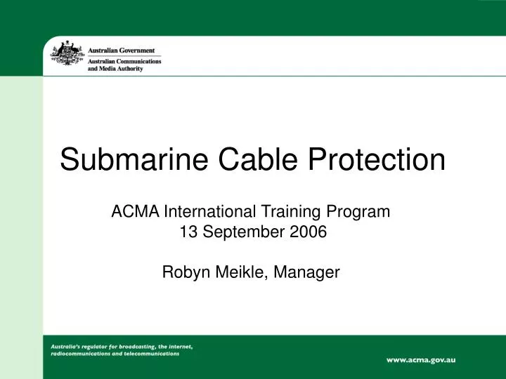 PPT - Submarine Cable Protection PowerPoint Presentation, free download ...