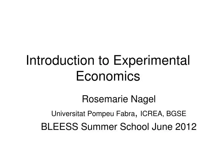 PPT - Introduction to Experimental Economics PowerPoint Presentation ...