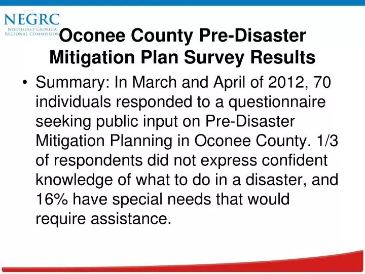 PPT - Oconee County Pre-Disaster Mitigation Plan Survey Results ...