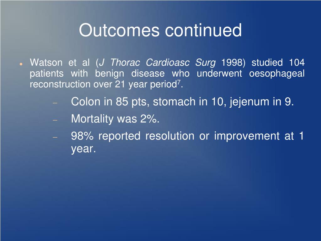 PPT - Colonic interposition for benign oesophageal disease. PowerPoint ...