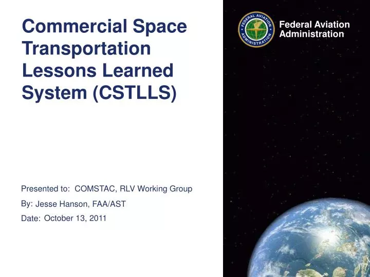 PPT - Commercial Space Transportation Lessons Learned System (CSTLLS ...