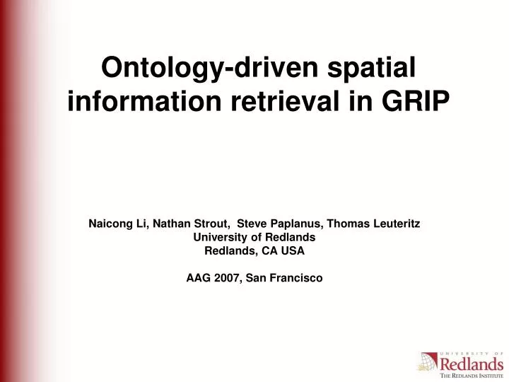 PPT - Ontology-driven spatial information retrieval in GRIP PowerPoint ...
