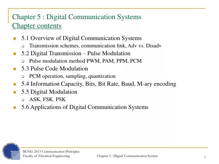 PPT - Chapter 5 : Digital Communication Systems Chapter contents ... PPT - Chapter 5 : Digital Communication Systems Chapter contents ...