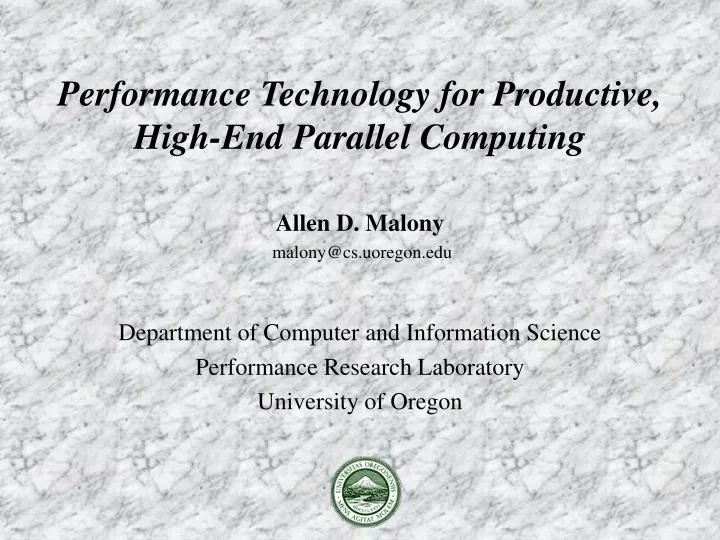 PPT - Performance Technology for Productive, High-End Parallel ...