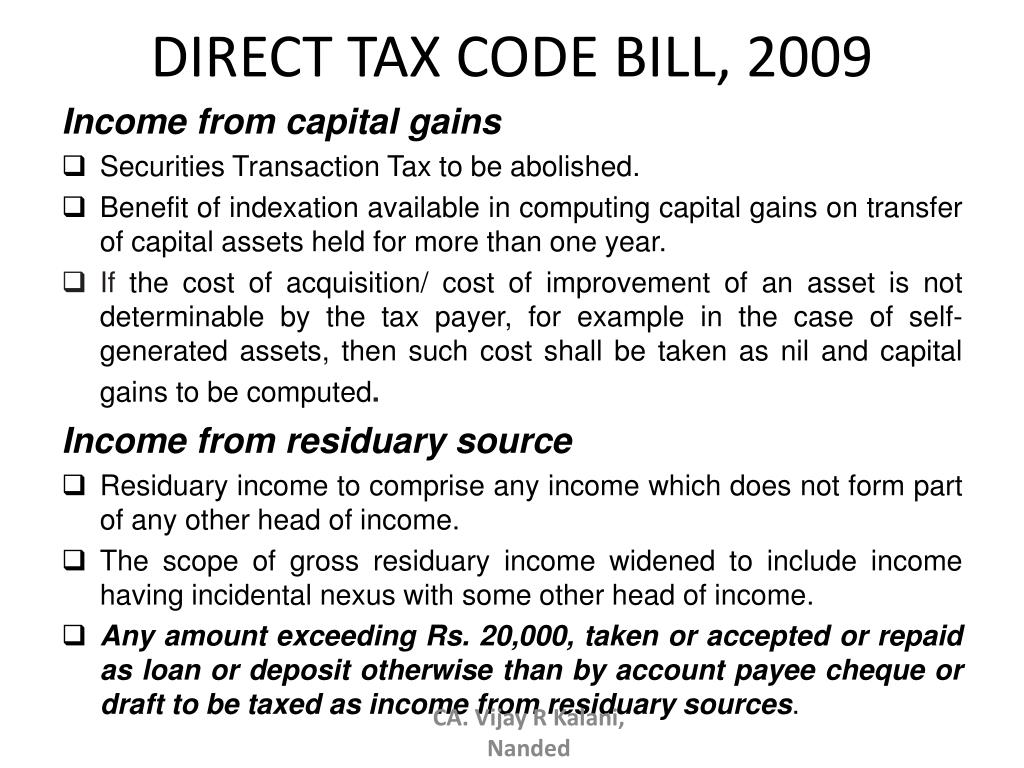 PPT Paper Presentation On DIRECT TAX CODE BILL 2009 PowerPoint PPT Paper Presentation On DIRECT TAX CODE BILL 2009 PowerPoint