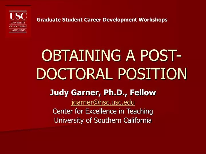 PPT - OBTAINING A POST-DOCTORAL POSITION PowerPoint Presentation, free ...