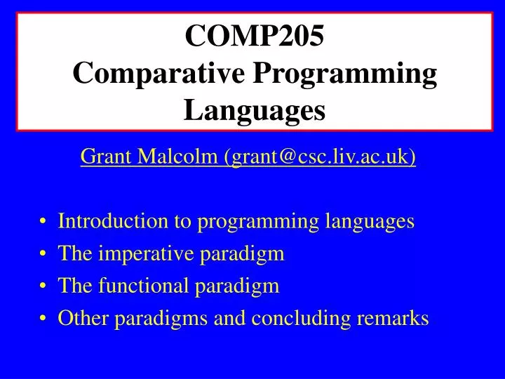 Ppt Comp205 Comparative Programming Languages Powerpoint Presentation Id1129561