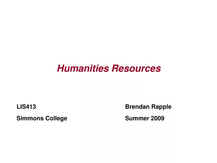 PPT - Humanities Resources PowerPoint Presentation, free download - ID ...
