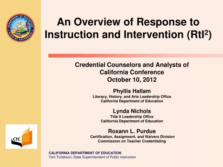 PPT - An Overview of Response to Instruction and Intervention ( RtI 2 ...