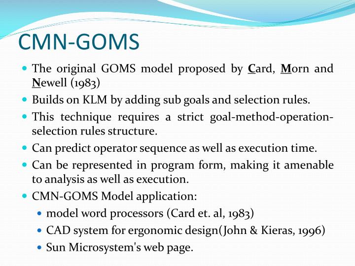 PPT - GOMS Model on Instructional Design PowerPoint Presentation - ID ...