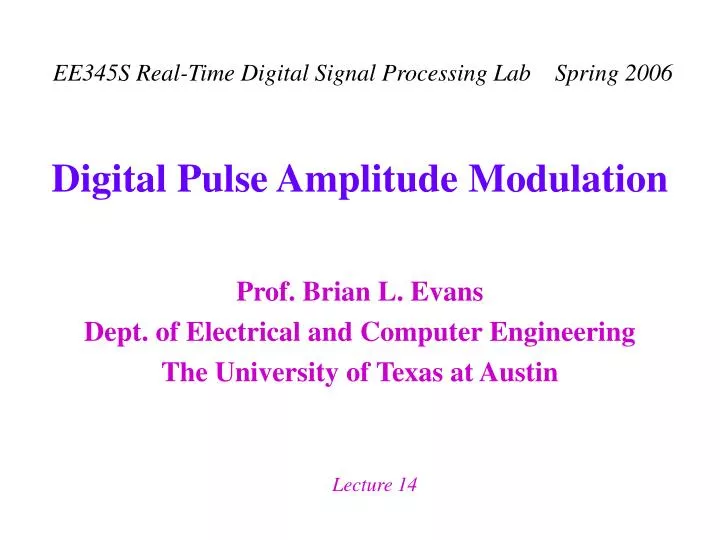 PPT - Digital Pulse Amplitude Modulation PowerPoint Presentation, free ...