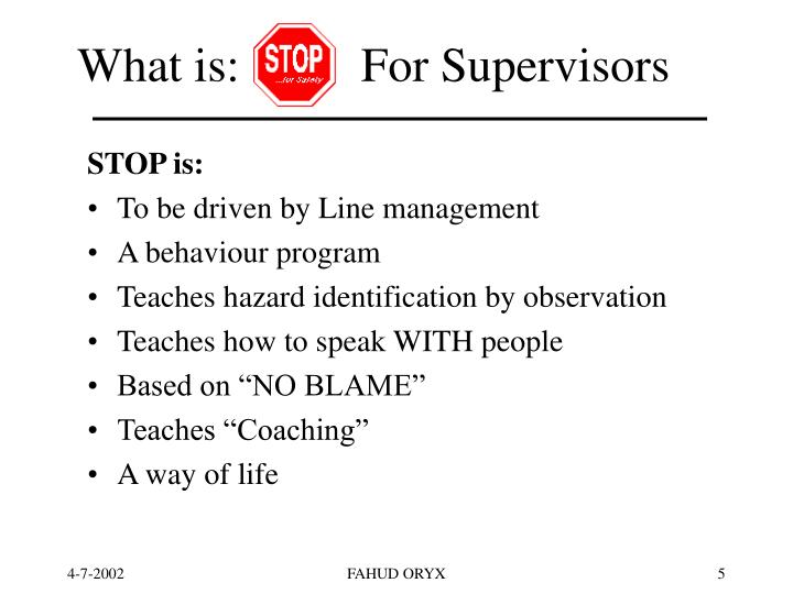 PPT - Implementation of STOP for Supervisors - PDO & Contractors ...