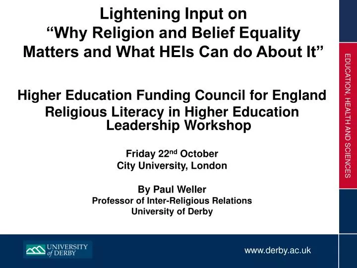 PPT - Lightening Input on “Why Religion and Belief Equality Matters and ...