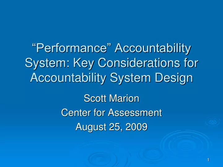 PPT - “Performance” Accountability System: Key Considerations for ...