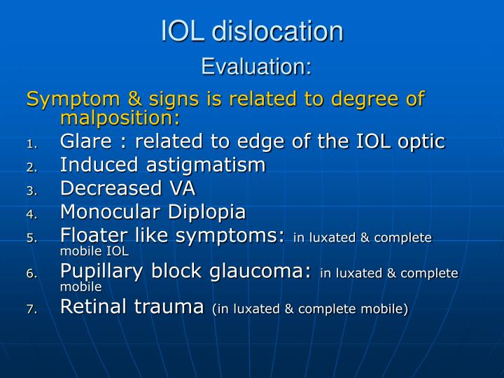 PPT - Intraocular lens (IOL) Dislocation PowerPoint Presentation - ID ...