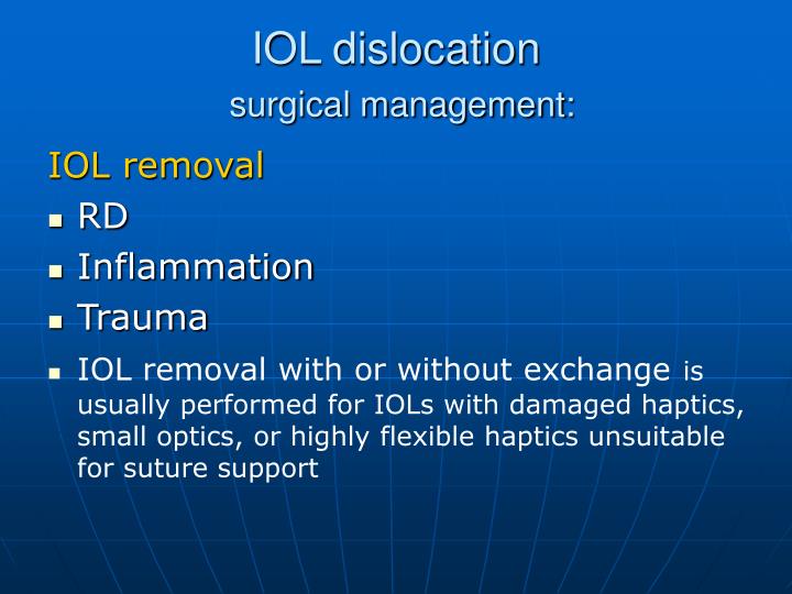 PPT - Intraocular lens (IOL) Dislocation PowerPoint Presentation - ID ...