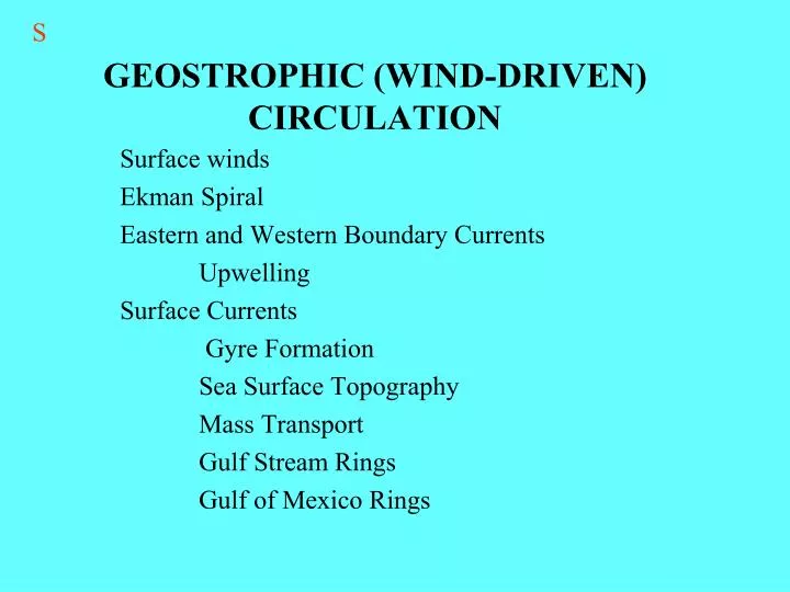 PPT - GEOSTROPHIC (WIND-DRIVEN) CIRCULATION PowerPoint Presentation ...
