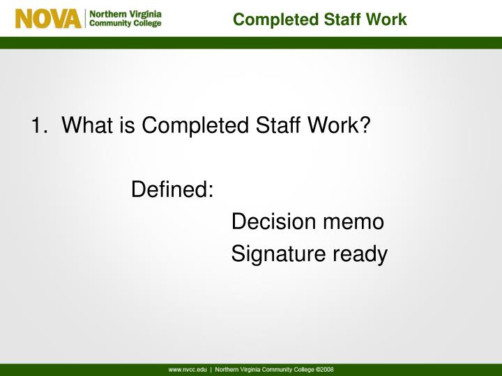 Completed Staff Work