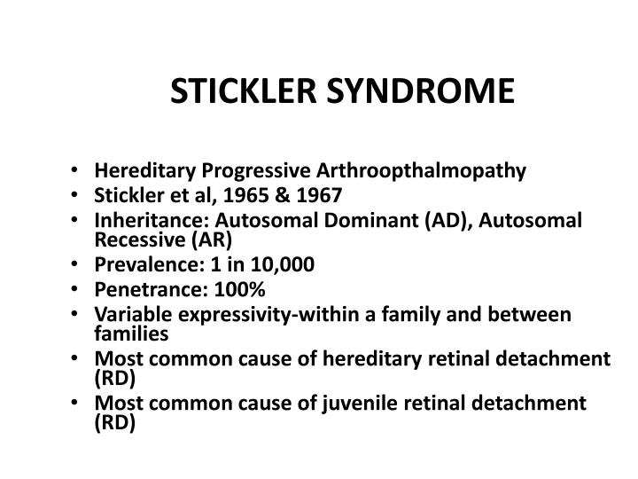 PPT - STICKLER SYNDROME PowerPoint Presentation - ID:1146763