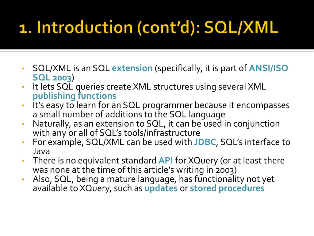 Ppt Sqlxml Xquery And Native Xml Programming Languages Powerpoint Presentation Id1148096