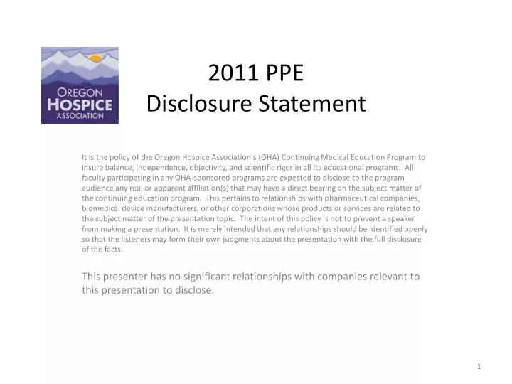 PPT - 2011 PPE Disclosure Statement PowerPoint Presentation, free ...