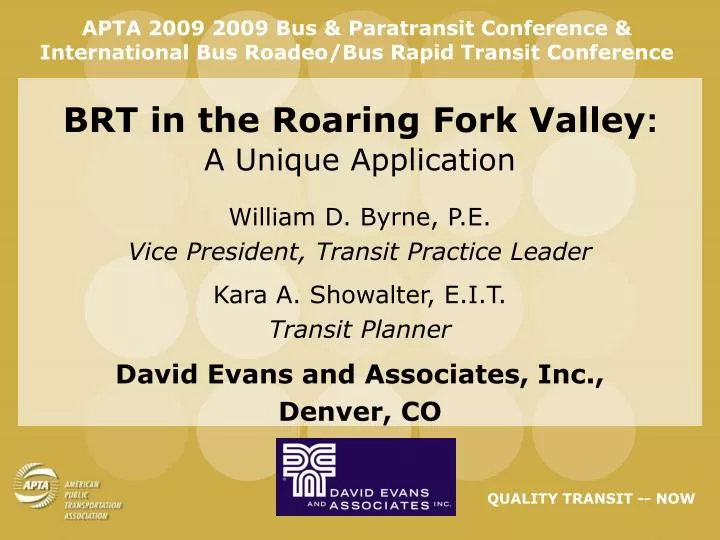 PPT - QUALITY TRANSIT -- NOW PowerPoint Presentation, free download ...