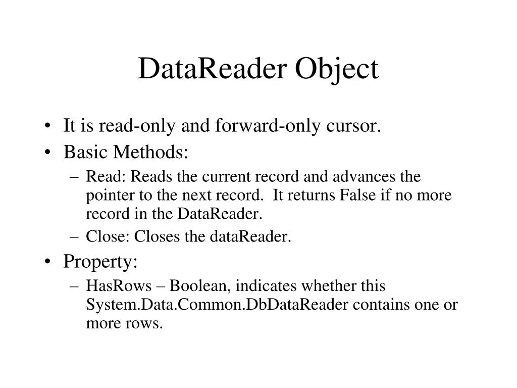 Ppt Coding Adonet Objects Connection Command Datareader Powerpoint Presentation Id1148828