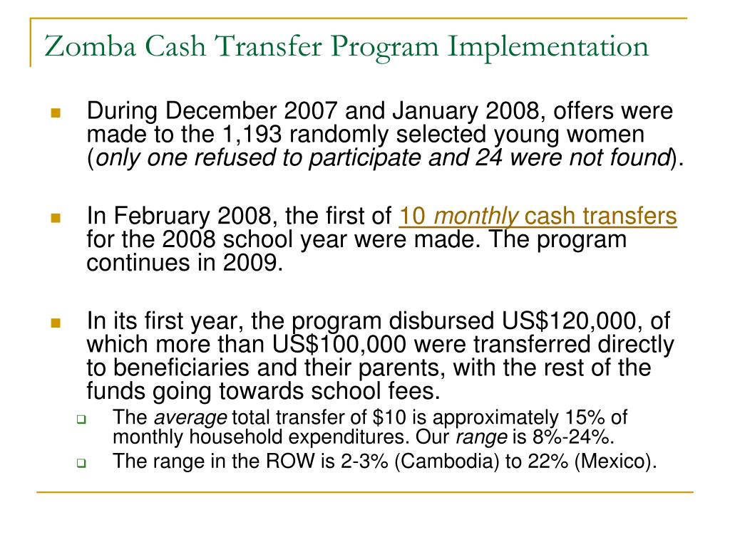 PPT - Impact of CCT on Education and HIV Risk: Evidence from Zomba Cash ...