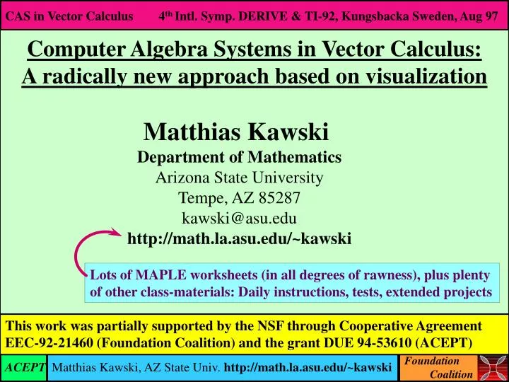 PPT - Computer Algebra Systems in Vector Calculus: A radically new ...