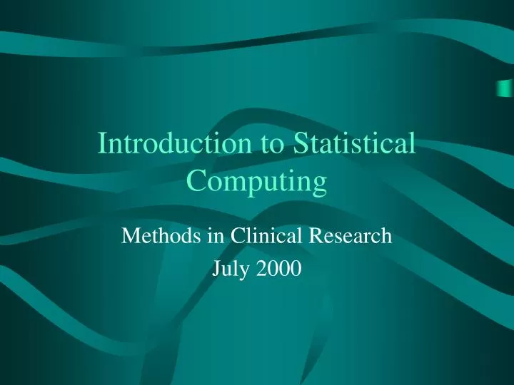 PPT - Introduction to Statistical Computing PowerPoint Presentation, free download - ID:1153245
