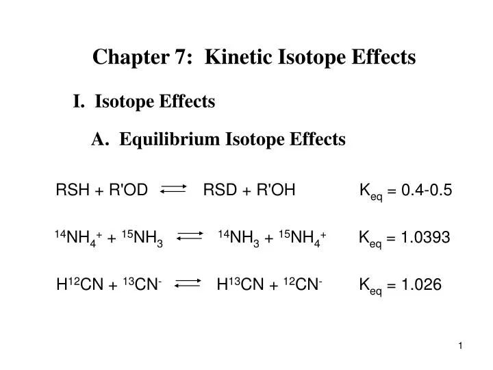 PPT - Chapter 7: Kinetic Isotope Effects I. Isotope Effects A ...
