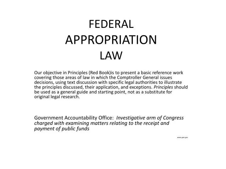 PPT - FEDERAL APPROPRIATION LAW PowerPoint Presentation, free download ...