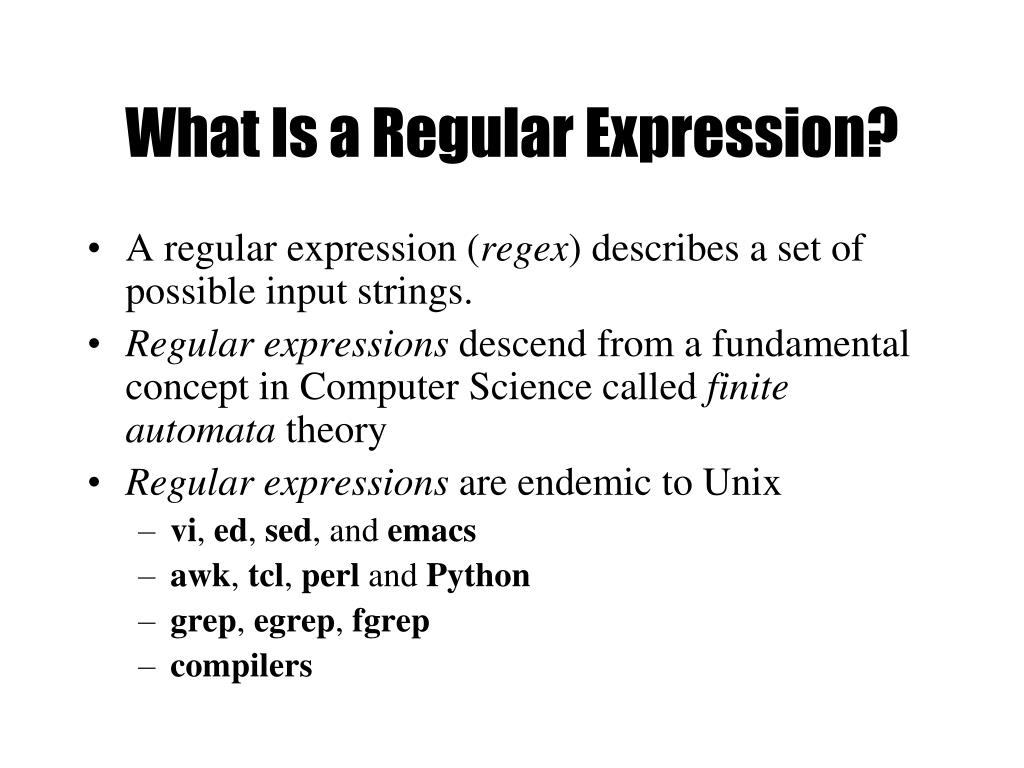 PPT - Regular Expressions grep and egrep PowerPoint Presentation, free ... PPT - Regular Expressions grep and egrep PowerPoint Presentation, free ...