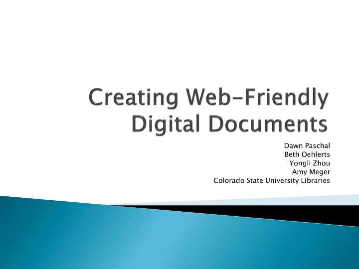 PPT - Creating Web-Friendly Digital Documents PowerPoint Presentation ...