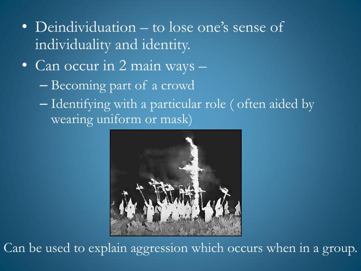 PPT - Deindividuation Theory of Aggression PowerPoint Presentation - ID ...