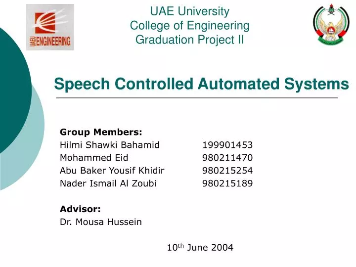 PPT - Speech Controlled Automated Systems PowerPoint Presentation, free ...