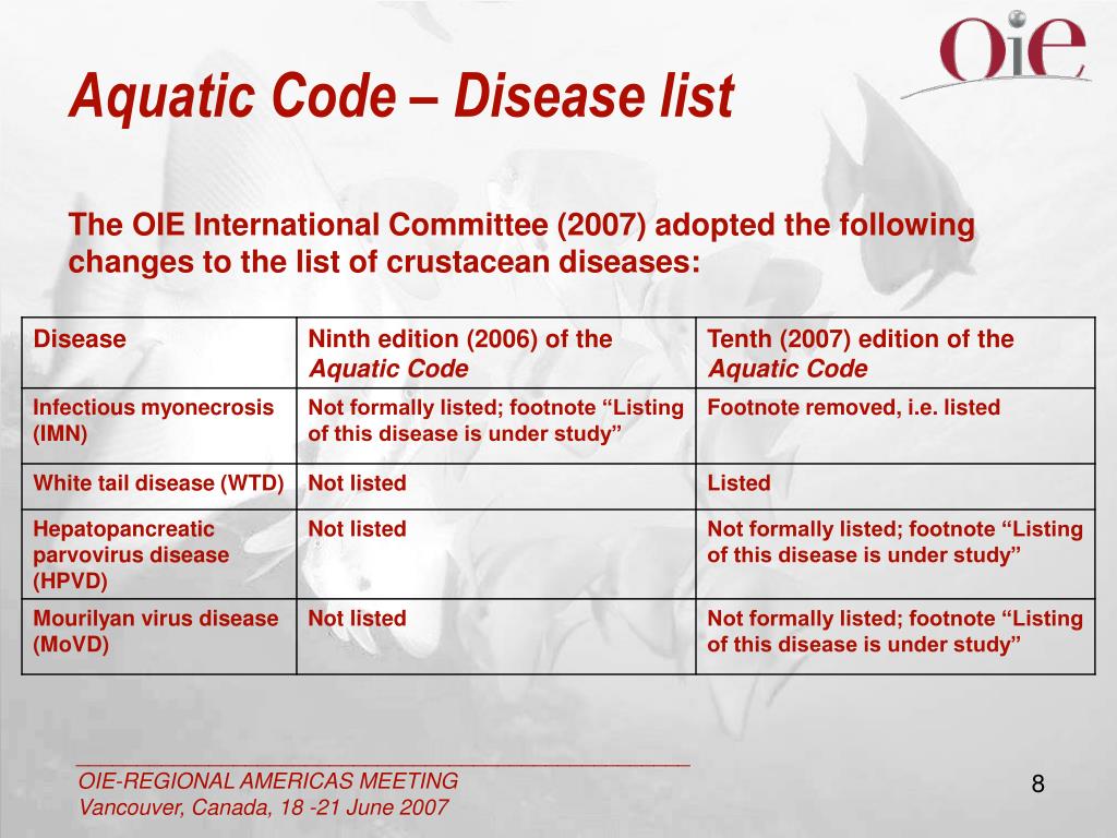 PPT - OIE aquatic animal health, activities over the last 12 months ...