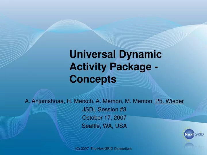 PPT - Universal Dynamic Activity Package - Concepts PowerPoint ...