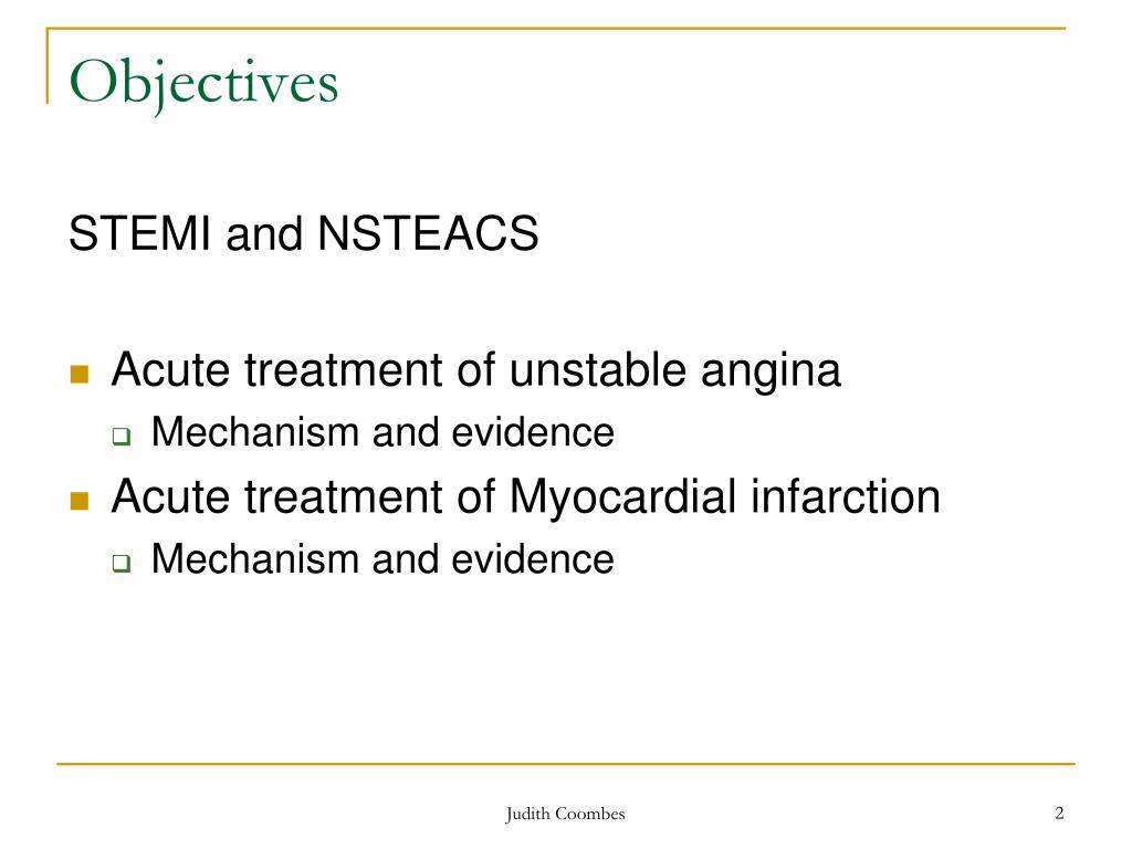 Ppt Drug Treatment Of Acs Angina And Myocardial Infarction Powerpoint