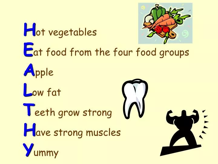 PPT - H ot vegetables E at food from the four food groups A pple L ow ...