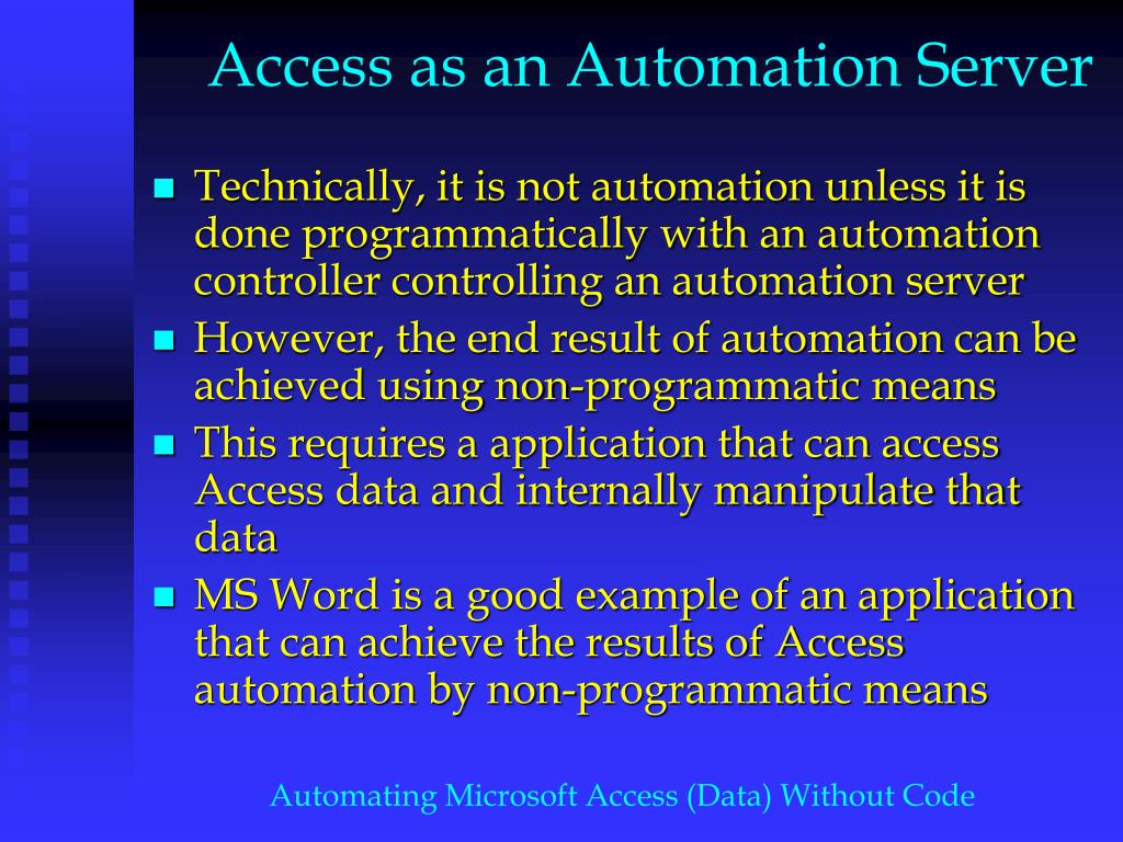 Ppt Automating Microsoft Access Data Without Code Powerpoint Presentation Id1183850 0704