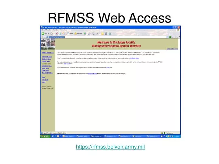 PPT - RFMSS Web Access PowerPoint Presentation, free download - ID:1183859