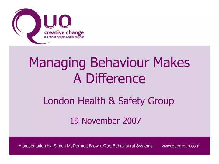 PPT - Managing Behaviour Makes A Difference PowerPoint Presentation ...