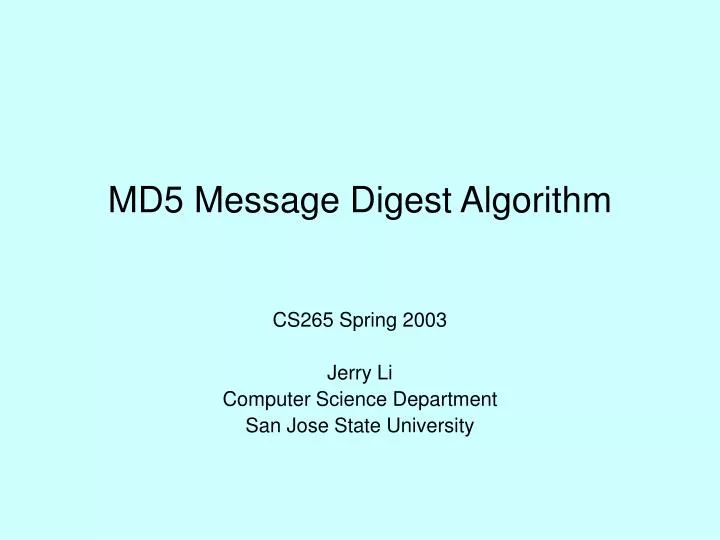 PPT - MD5 Message Digest Algorithm PowerPoint Presentation, free ... PPT - MD5 Message Digest Algorithm PowerPoint Presentation, free ...